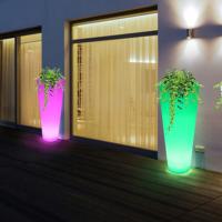 China Luminous Flower Pot Exhibition Luminous Colorful Garden Plant Pots Plastic Planter Floor Lamp For Party Hire for sale