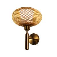 China Nodic Woven Bamboo Rattan Wall Lights For Bedroom Living Room Decoration for sale