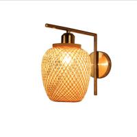China Nodic Woven Bamboo Rattan Wall Lights For Bedroom Living Room Decoration for sale