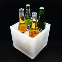 China Modern Square LED Ice Bucket ,  Double Layer Light Up Champagne Bucket Transparent for sale