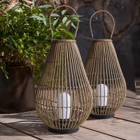 China Landscape Outdoor Lanterns Rattan Woven Lamp Rechargeable Pendant for sale