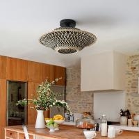 China Round Bamboo Pendant Lamp , Woven Ceiling Light For Indoor Lighting for sale