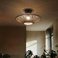 China Round Bamboo Pendant Lamp , Woven Ceiling Light For Indoor Lighting for sale