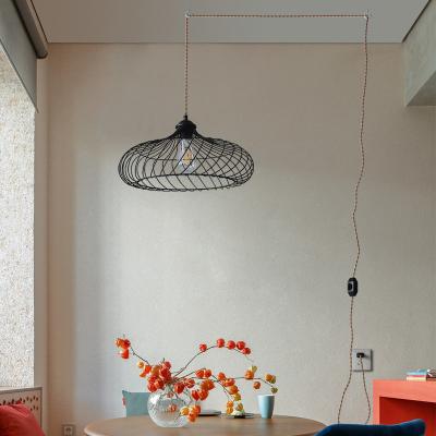 China Bamboo Material Industrial Style Pendant Lamp With Plug And Switch for sale
