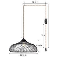China Bamboo Material Industrial Style Pendant Lamp With Plug And Switch for sale