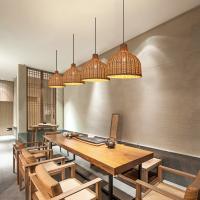 China Bamboo Rattan Pendant Lights Round Shape For Indoor Lighting for sale