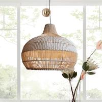 China Bamboo Rattan Pendant Light , Wicker Ceiling Lamp For Indoor Home Decor for sale