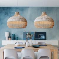 China Bamboo Rattan Pendant Light , Wicker Ceiling Lamp For Indoor Home Decor for sale