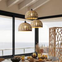 China Vintage Creative Bamboo Rattan Lamp Shade For Indoor Dinning Room for sale