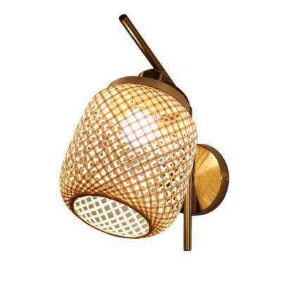 China Handmade Rattan Wall Lights , 3500K Wicker Rattan Lamp Switch Control for sale