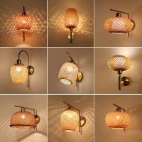 China Handmade Rattan Wall Lights , 3500K Wicker Rattan Lamp Switch Control for sale