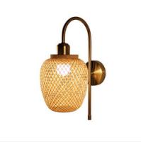 China Handmade Rattan Wall Lights , 3500K Wicker Rattan Lamp Switch Control for sale