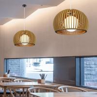 China Modern Solid Wood Chandelier , Pendant Rattan Light For Restaurant Living Room for sale