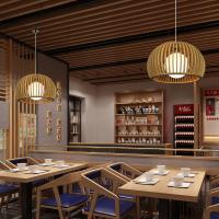 China Modern Solid Wood Chandelier , Pendant Rattan Light For Restaurant Living Room for sale