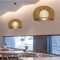 China Modern Solid Wood Chandelier , Pendant Rattan Light For Restaurant Living Room for sale