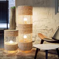 China Handmade Led rattan wicker floor lamp For Living Room Decoration for sale