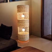 China Handmade Led rattan wicker floor lamp For Living Room Decoration for sale