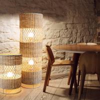 China Handmade Led rattan wicker floor lamp For Living Room Decoration for sale