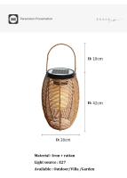 China IP65 Rattan Woven Solar Lights , 3500K Rattan Solar Powered Garden Lantern for sale