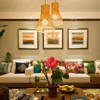 China Customized Rattan Pendant Light , Nordic Woven Bamboo Lamp For Indoor Lighting for sale