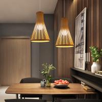 China Customized Rattan Pendant Light , Nordic Woven Bamboo Lamp For Indoor Lighting for sale