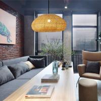 China Decorative Bamboo Rattan Chandelier Round Shape For Living Room for sale