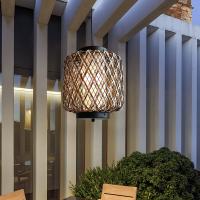 China Decorative Rattan Pendant Light , Small Outdoor Rattan Chandelier Water Resistant for sale