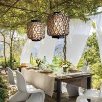 China Decorative Rattan Pendant Light , Small Outdoor Rattan Chandelier Water Resistant for sale