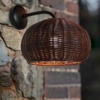 China Hand Knitting Rattan Wall Lights Sconce Waterproof Round Shape For Outdoor for sale