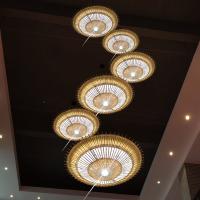 China OEM Bamboo Rattan Pendant Light Umbrella Shape For House Decoration for sale