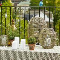 China Ip44 LED Rattan Standing Lamp Shade For Garden Swimming Pool for sale