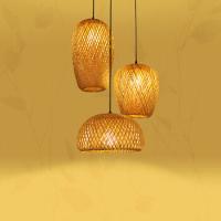 China Customized Three Head Rattan Pendant Light Lamps With Switch Control for sale