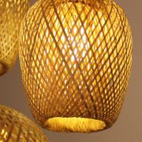 China Customized Three Head Rattan Pendant Light Lamps With Switch Control for sale