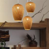 China Customized Three Head Rattan Pendant Light Lamps With Switch Control for sale