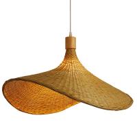 China Creative Rattan Pendant Light Big Straw Hat Style 3500K Warm White CCT for sale