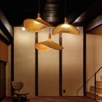 China Creative Rattan Pendant Light Big Straw Hat Style 3500K Warm White CCT for sale