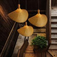 China Creative Rattan Pendant Light Big Straw Hat Style 3500K Warm White CCT for sale