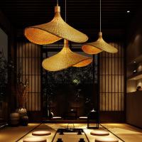 China Creative Rattan Pendant Light Big Straw Hat Style 3500K Warm White CCT for sale