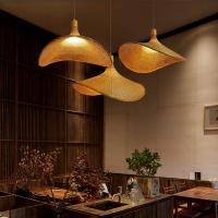 China Creative Rattan Pendant Light Big Straw Hat Style 3500K Warm White CCT for sale