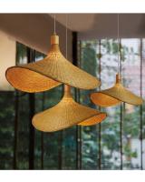 China Creative Rattan Pendant Light Big Straw Hat Style 3500K Warm White CCT for sale