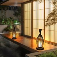 China Water Resistant Rattan Floor Lamp For Villa Outdoor Balcony for sale