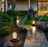China Water Resistant Rattan Floor Lamp For Villa Outdoor Balcony for sale