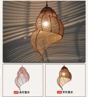 China Southeast Asia field snail design rattan chandelier pendant lamp for sale
