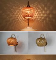 China E27 LED Woven Bamboo Wall Lamp Sconce 3500K For Bedroom Bathroom for sale