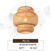China 3500K Round Bamboo Weaving LED Pendant Light , Round Rattan Light OEM ODM for sale