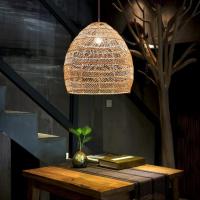 China Modern Round Rattan Hanging Chandelier For Restaurant Indoor Lighting for sale