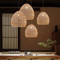 China Modern Round Rattan Hanging Chandelier For Restaurant Indoor Lighting for sale