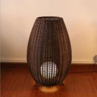 China Rattan Hotel modern decoration led black standing light outdoor rattan tripod floor lamp for sale