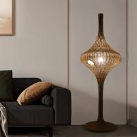 China Modern Standing Rattan Floor Lamp E27 Base For Living Room Hotel for sale