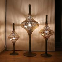 China Modern Standing Rattan Floor Lamp E27 Base For Living Room Hotel for sale